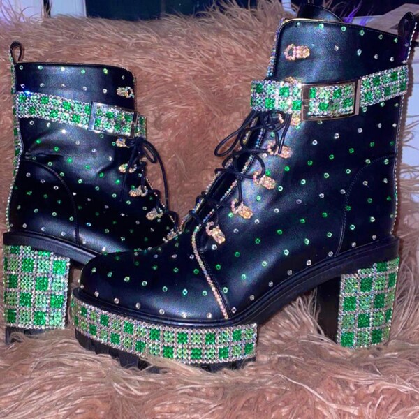 Silver Rhinestone Boots - Etsy