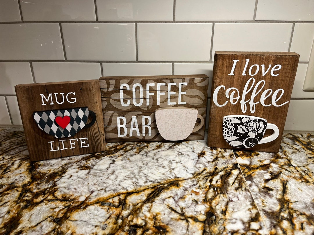 Coffee Block Signs | Coffee Bar Signs | Coffee Wood Blocks | Small ...