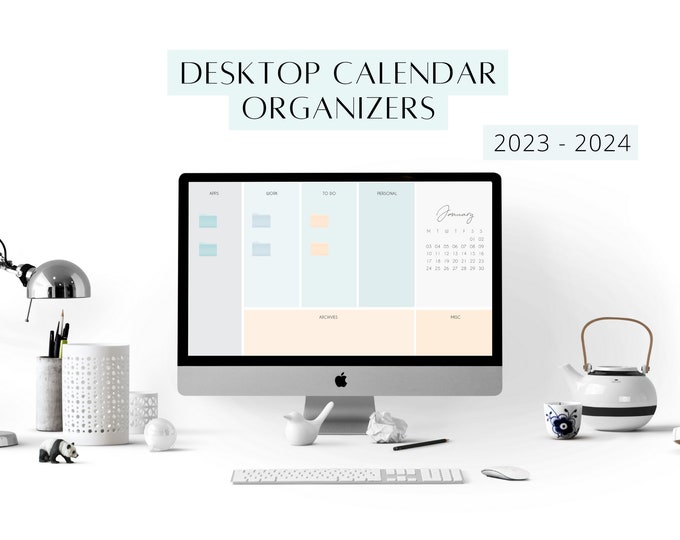 Desktop Organizer Wallpaper 2023 - 2024 Calendar | Minimalist Desktop ...