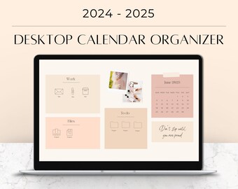 Desktop Organizer Wallpaper, With Calendar 3 Folder Icons, Laptop ...