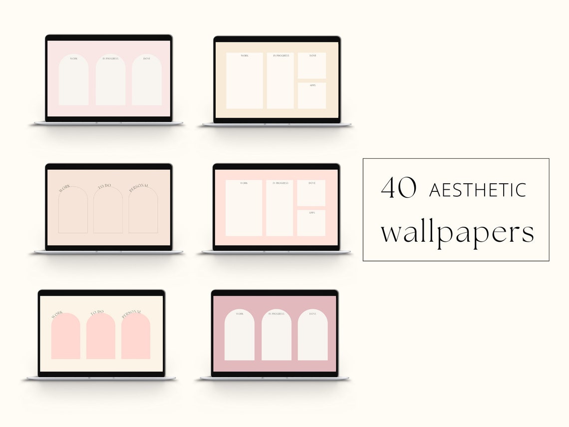 Aesthetic Desktop Organizer Wallpaper Neutral Desktop Folder Icons ...