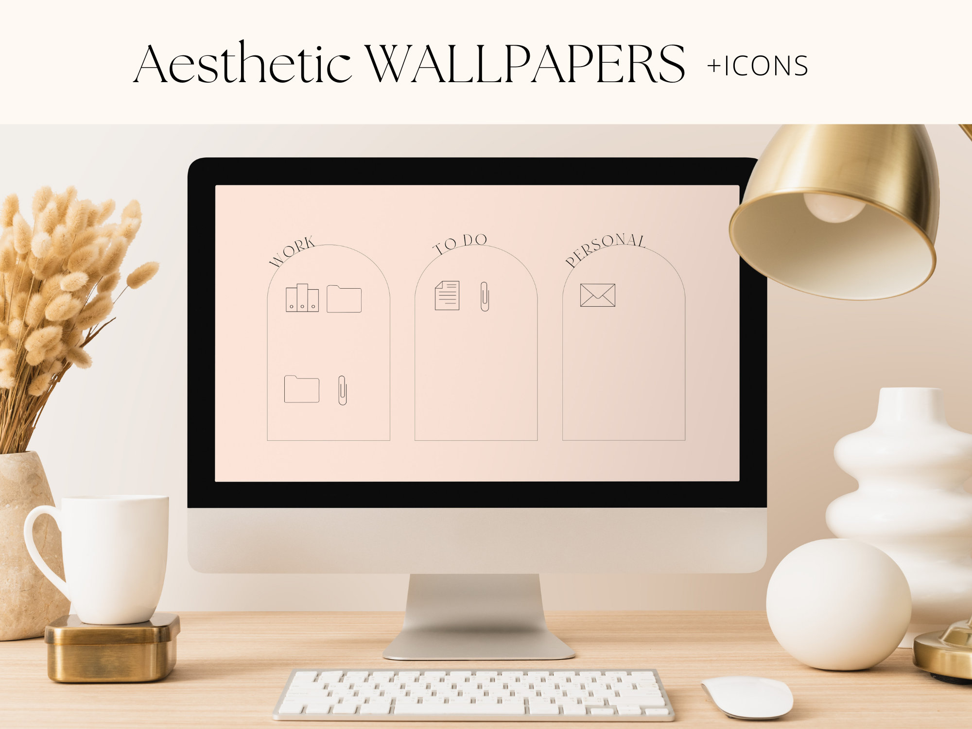 Aesthetic Desktop Organizer Wallpaper Neutral Desktop Folder Icons ...