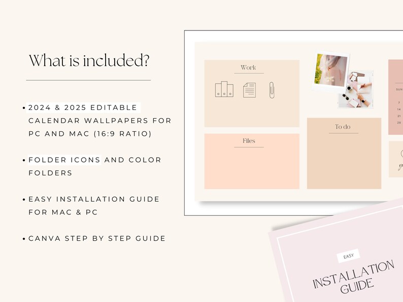 Desktop Organizer Wallpaper With 2025 Editable Calendar Wallpaper Canva ...