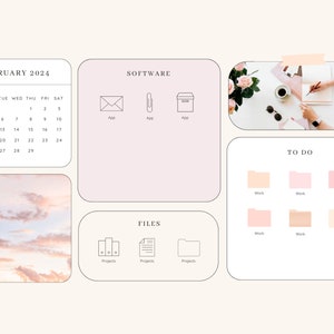 Desktop Wallpaper Organizer Editable Calendar 2024 & 2025 Folder Icons ...