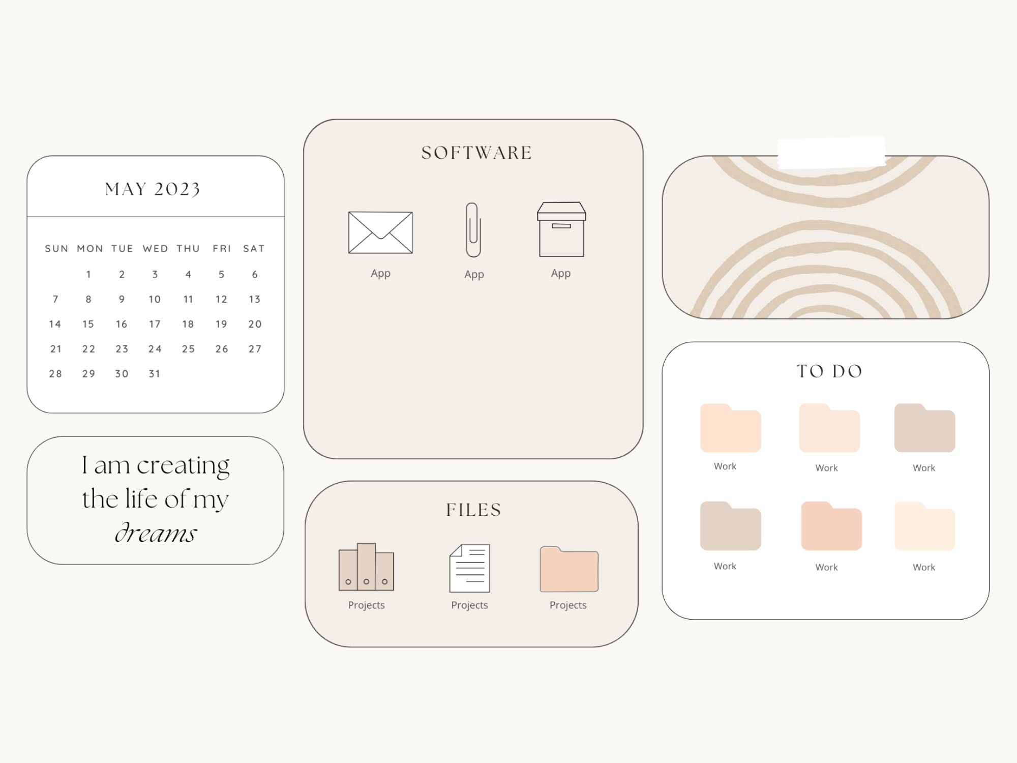 Desktop Wallpaper Organizer in Neutral Colors Editable Calendar 2024 ...