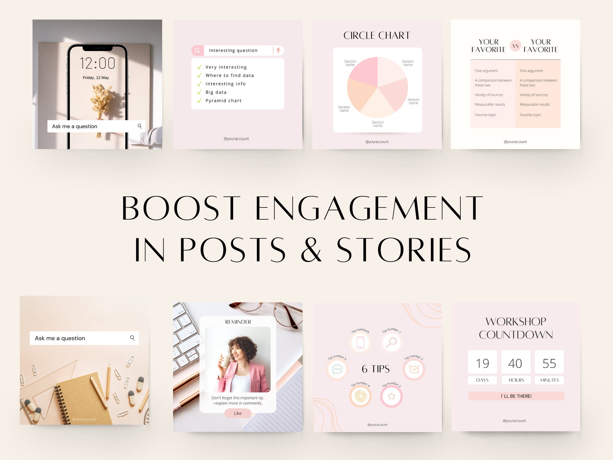 Plantillas de Instagram para aumentar la interacción. Infografías ...