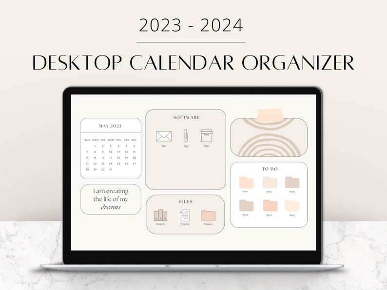 Desktop Wallpaper Organizer in Neutral Colors Editable - Etsy