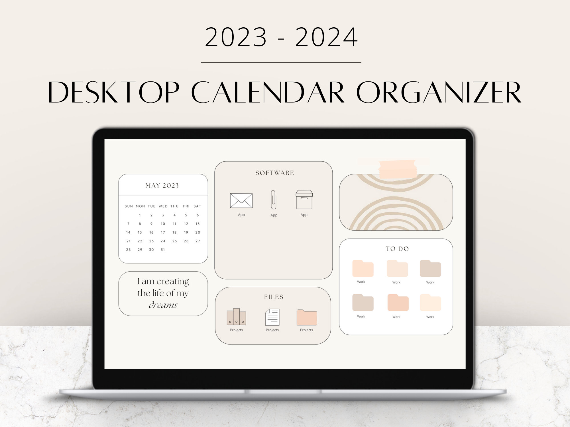 Desktop Wallpaper Organizer in Neutral Colors Editable - Etsy