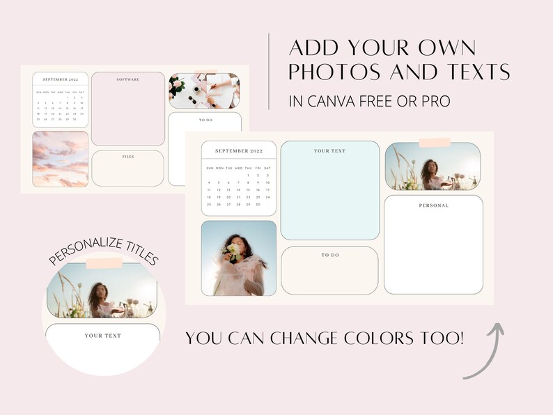 Desktop Wallpaper Organizer Editable Calendar 2022 & 2023 - Etsy UK