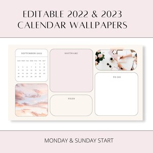 Desktop Wallpaper Organizer Editable Calendar 2022 & 2023 - Etsy UK