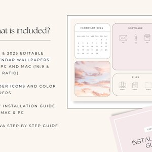 Desktop Wallpaper Organizer Editable Calendar 2024 & 2025 Folder Icons ...