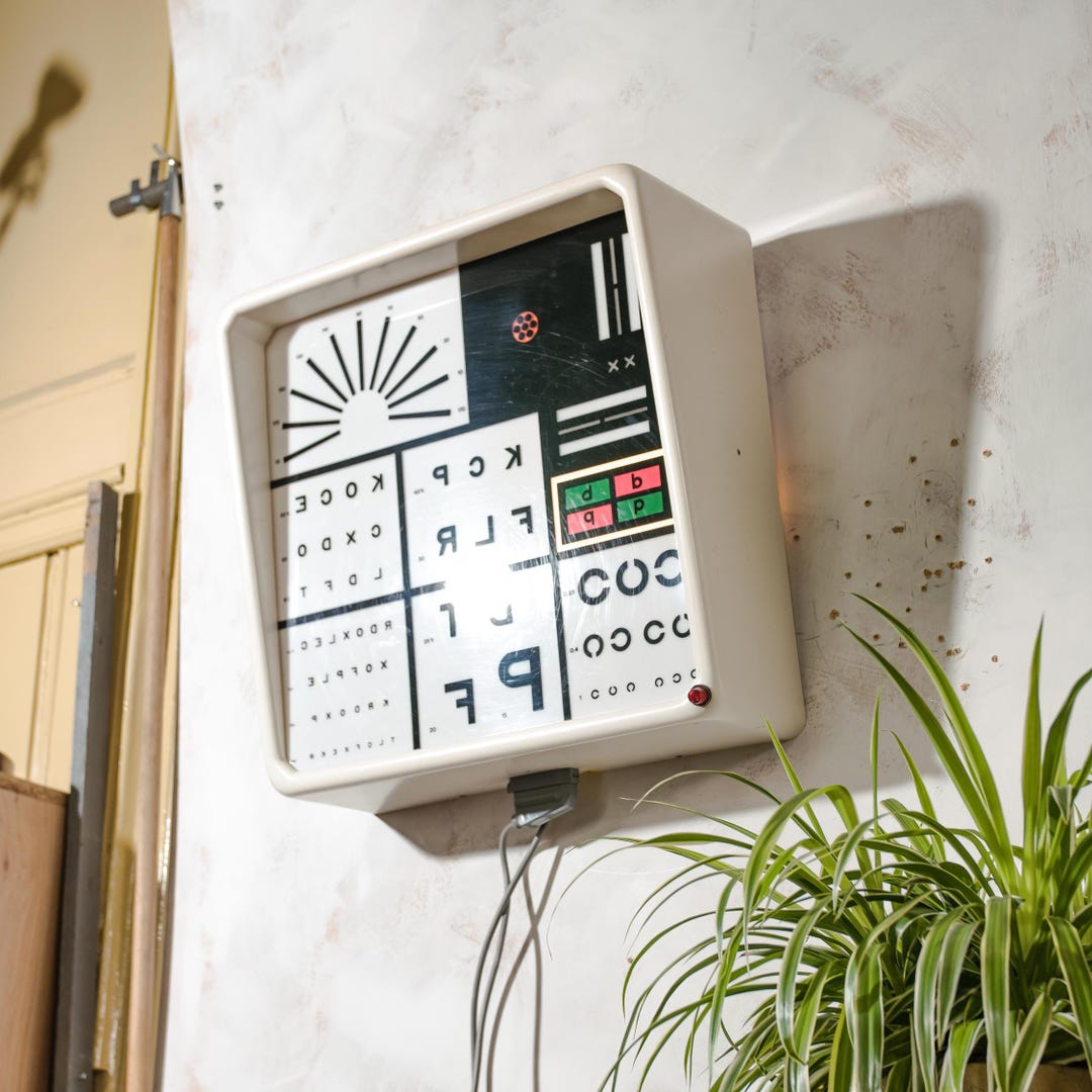 Vintage Optician Light Box Wall Lamp, 1960s Eye Exam Test Light, Made ...