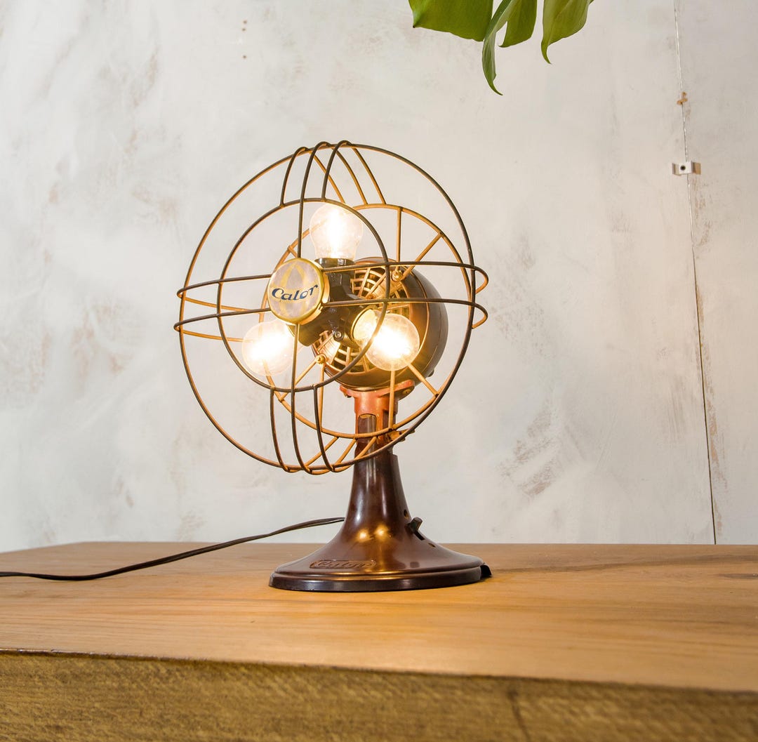 Fan Lamp by CALOR, Model From France 1950s, 3 Light Bulbs Desk Lamp ...