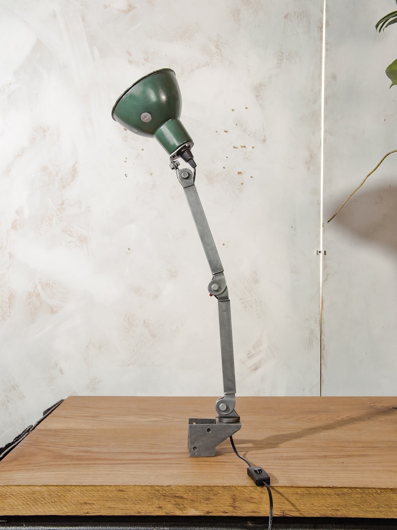 Vintage Industrial Machine Lamp by EDL England, Gray 1950s 2 Arm ...