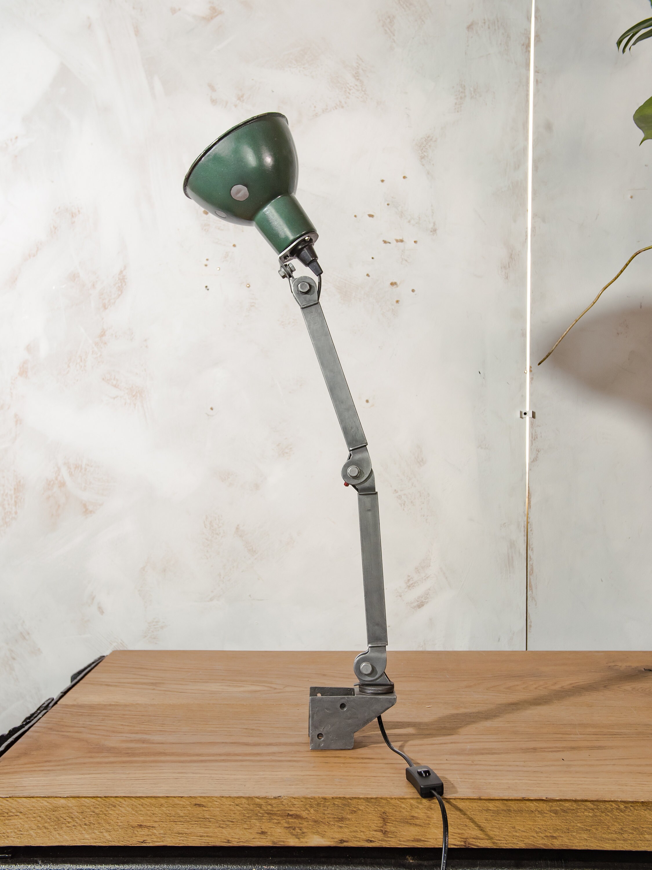 Vintage Industrial Machine Lamp by EDL England, Gray 1950s 2 Arm ...
