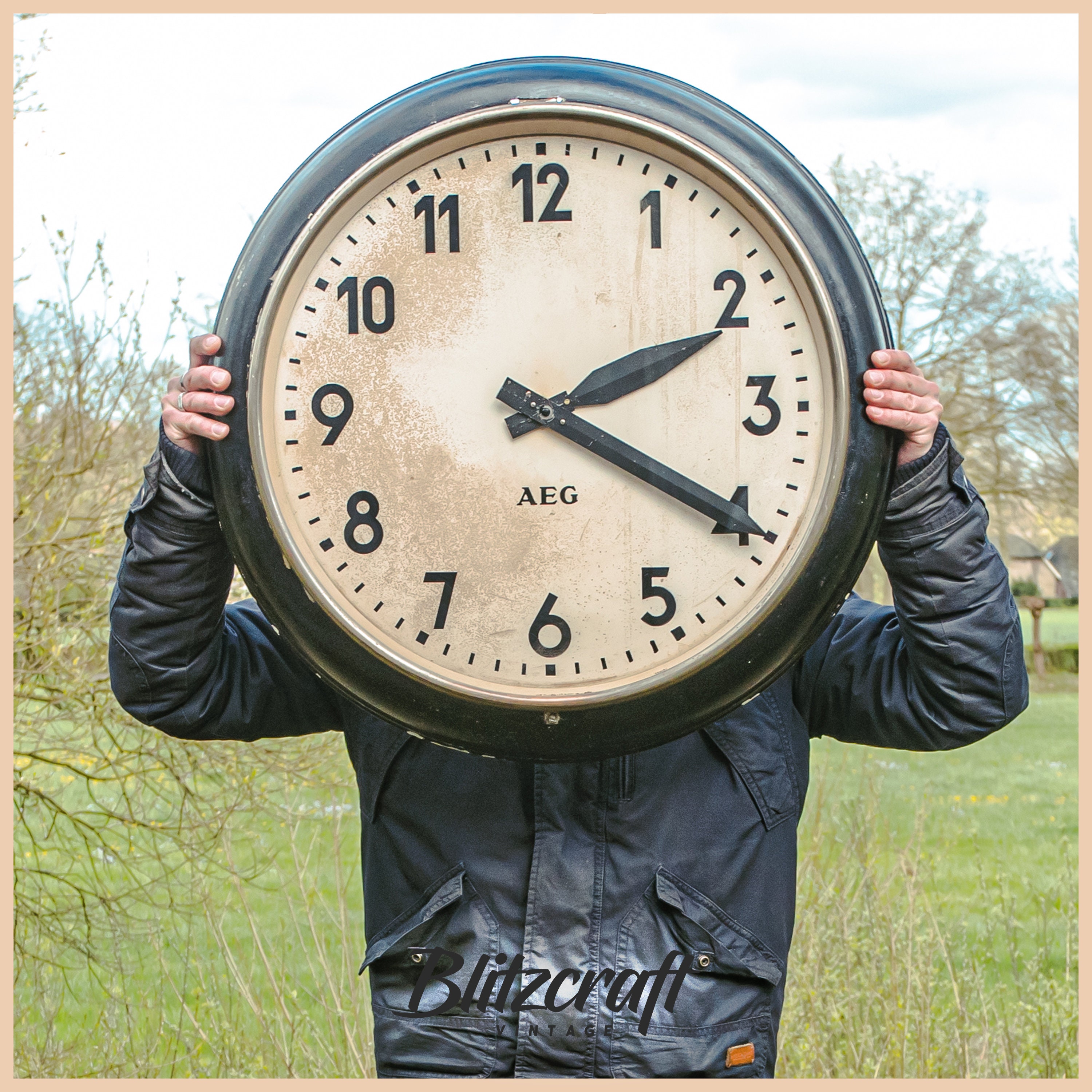 Grande 1950s AEG Station Wall Clock by Peter Behrens Round Metal ...