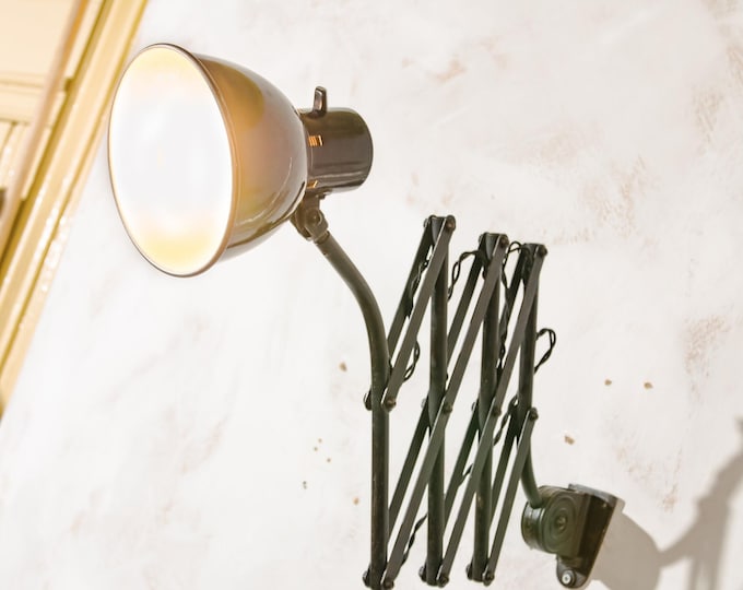 Scissor Lamp Hala 1930s, Black Workshop Lamp, Rare Wall Mounted ...