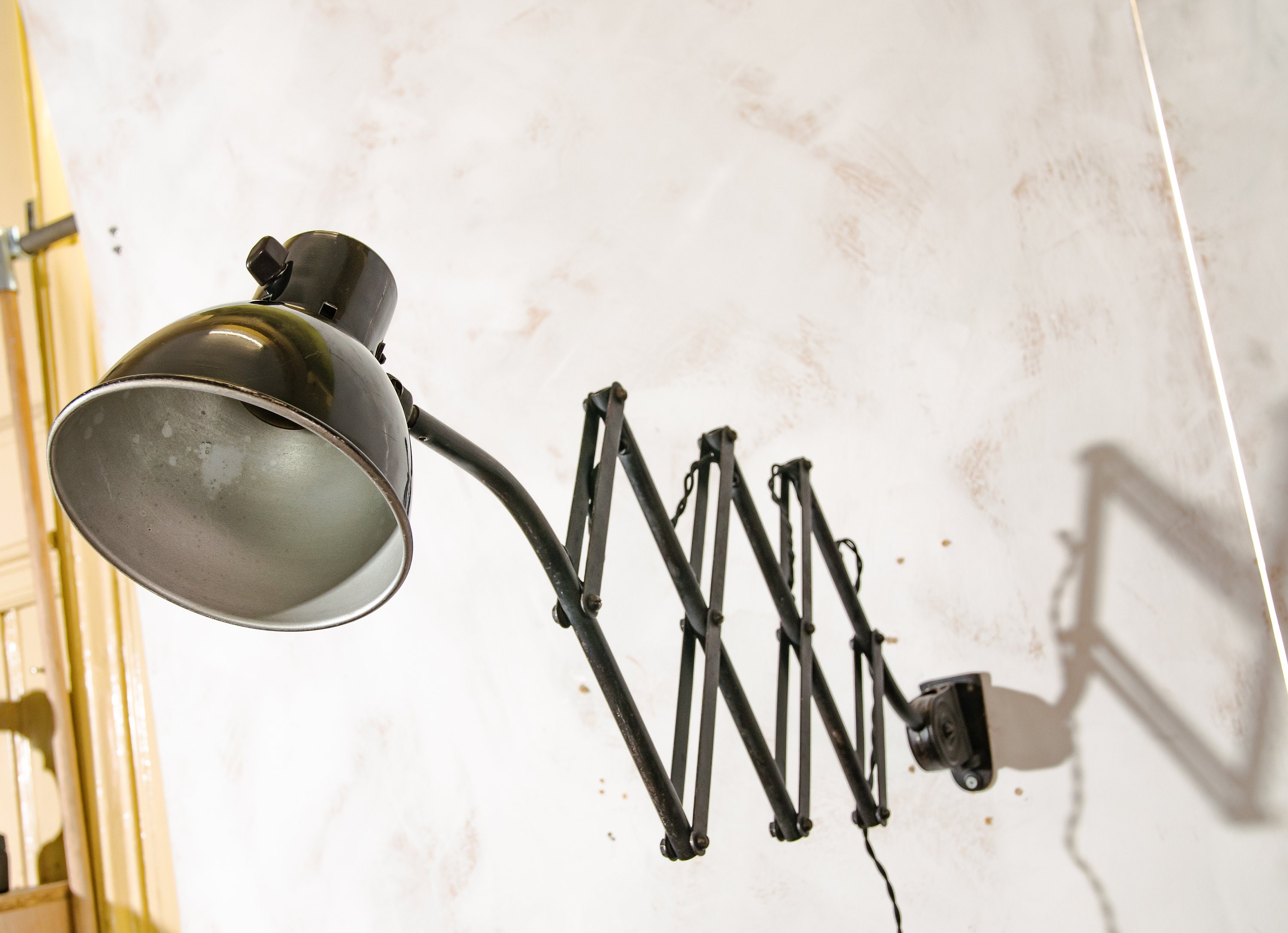 Scissor Lamp Hala 1930s, Black Workshop Lamp, Rare Wall Mounted ...