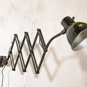 Scissor Lamp Hala 1930s, Black Workshop Lamp, Rare Wall Mounted ...