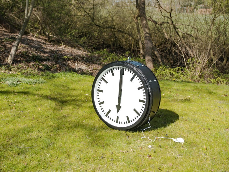 Vintage Station Clock Double Sided Light-up by RFT, 1950s Rundfunk Und ...