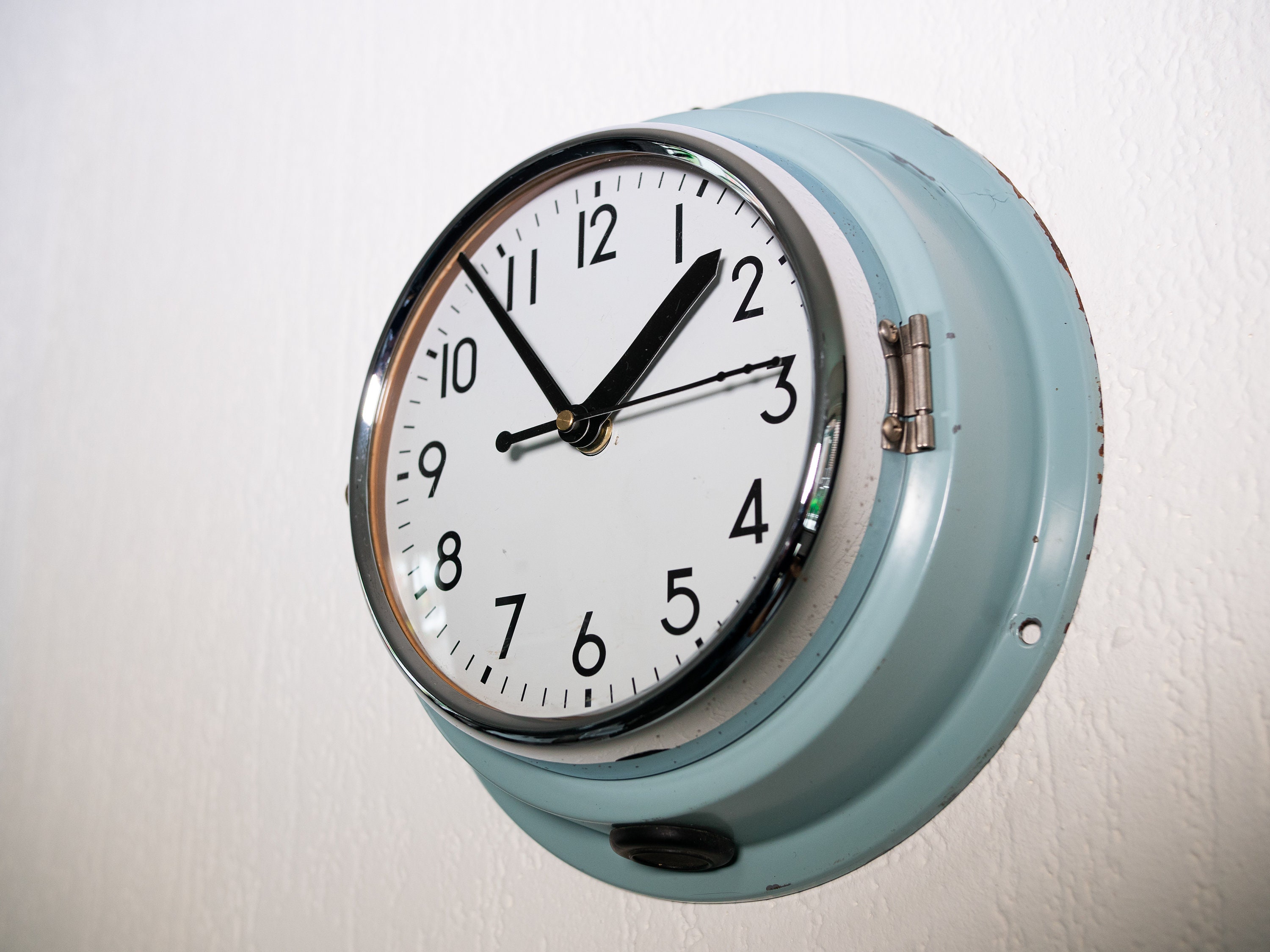 Vintage Citizen Wall Clock Retro Blue & Mint Green Industrial Steel ...