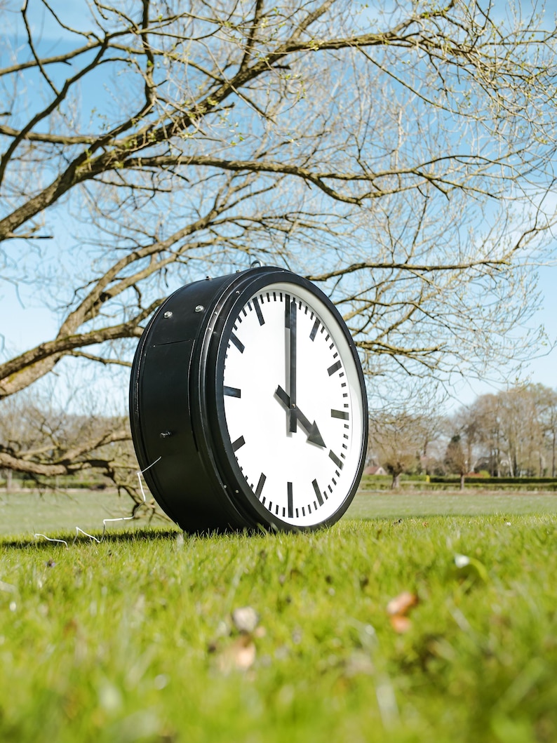 Vintage Station Clock Double Sided Light-up by RFT, 1950s Rundfunk Und ...