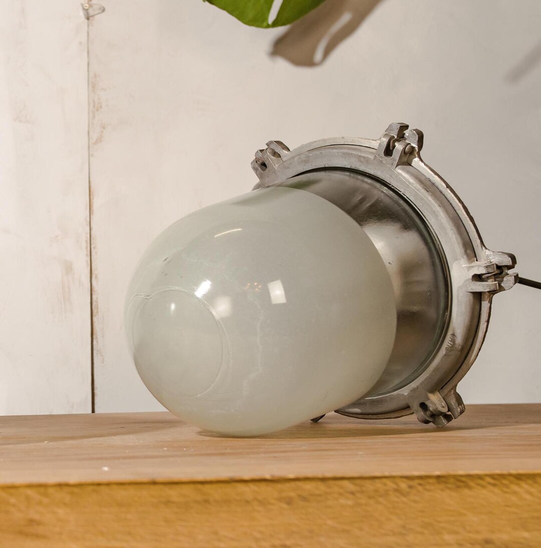 Big Silver Mining Lamp, Bunker Lighting, Polished EOW Hanging Lamp Made ...