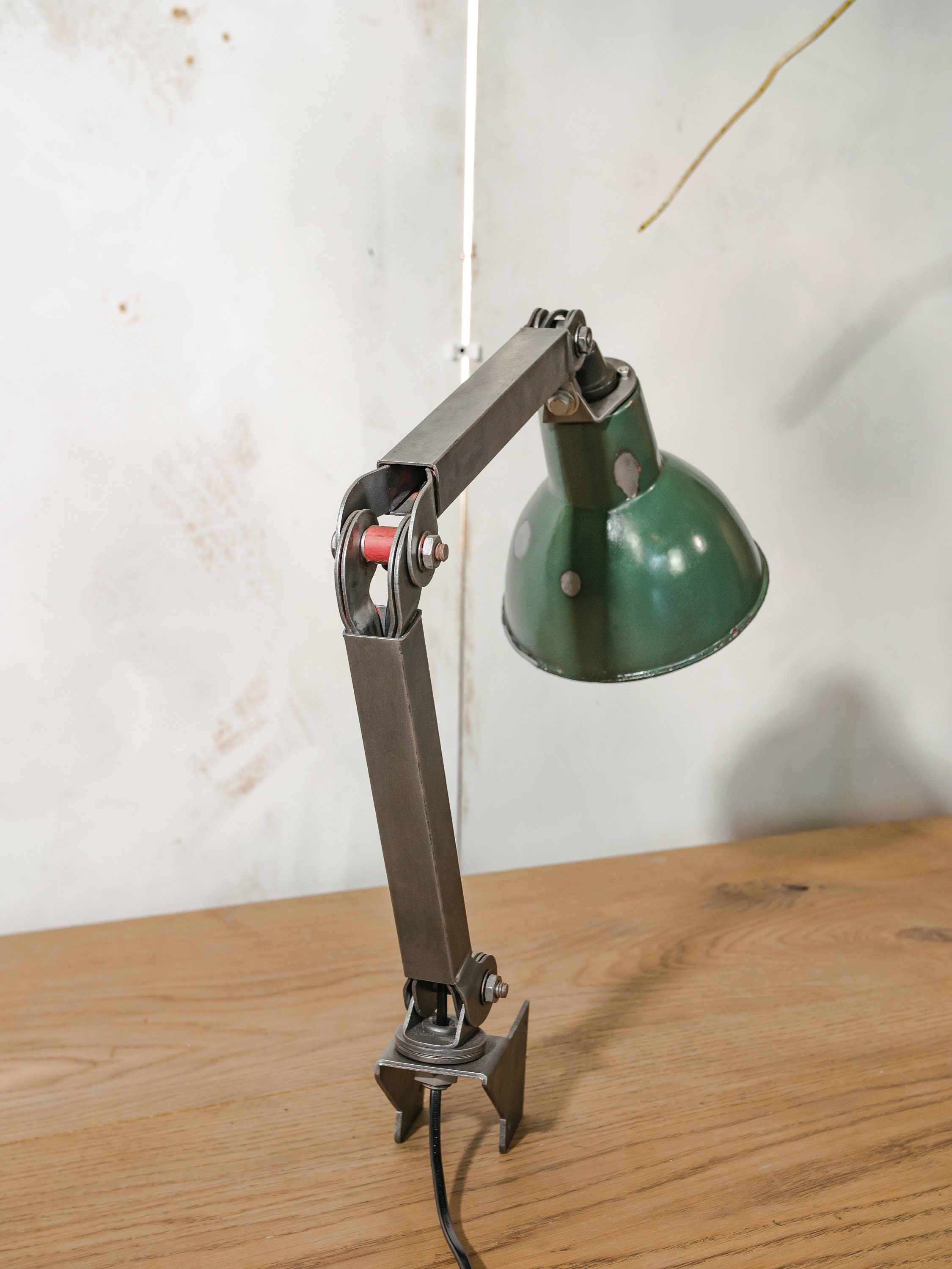 Vintage Industrial Machine Lamp by EDL England, Gray 1950s 2 Arm ...
