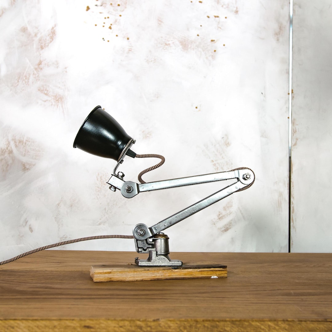 Vintage Industrial Machinist Lamp by EDL, 1950s 2 Arm Workshop Desk ...