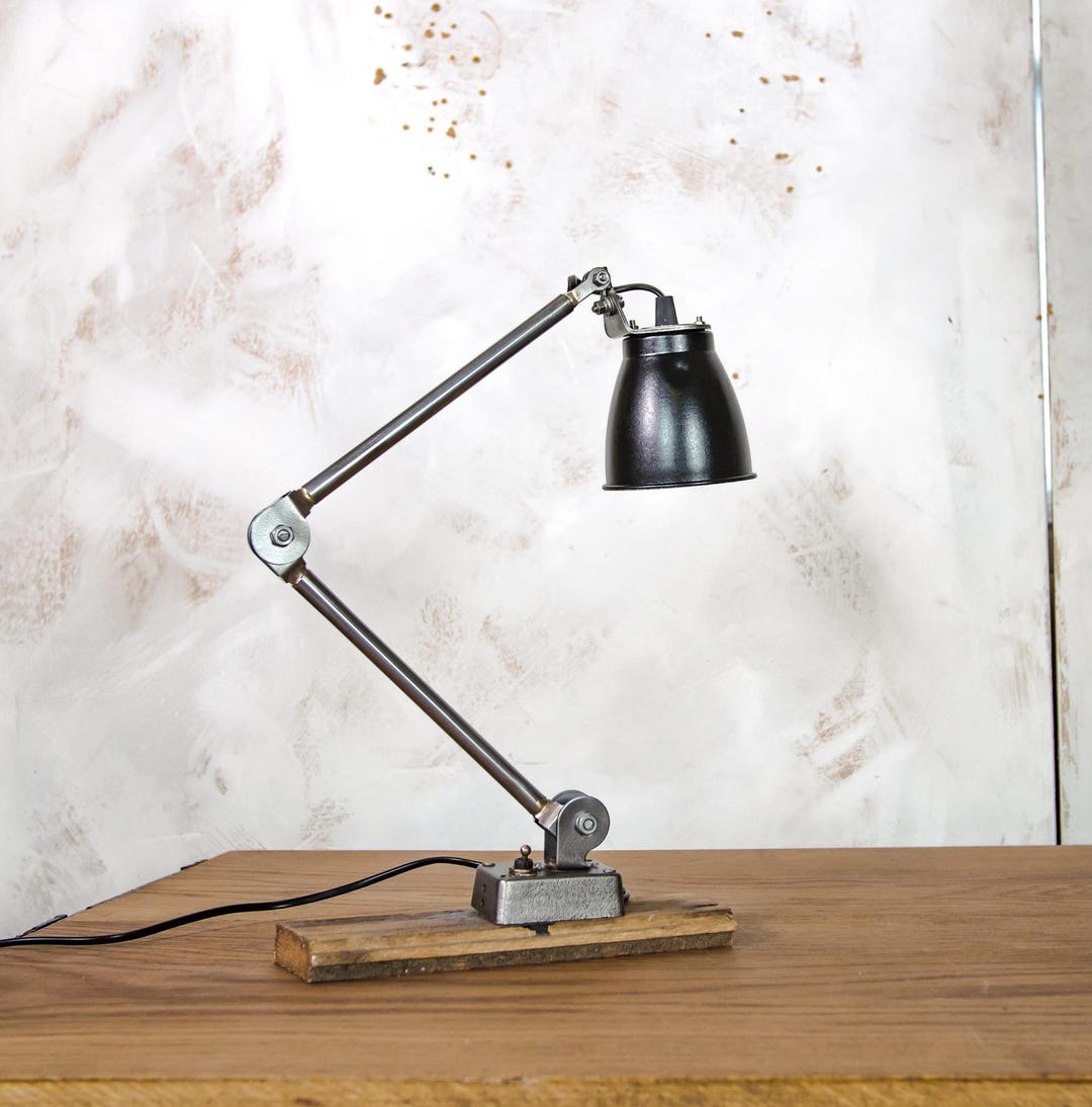 Vintage 1950s EDL England Industrial Machine Lamp, Polished 2 Arm ...
