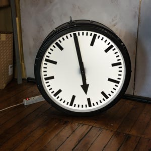 Vintage Station Clock Double Sided Light-up by RFT, 1950s Rundfunk Und ...