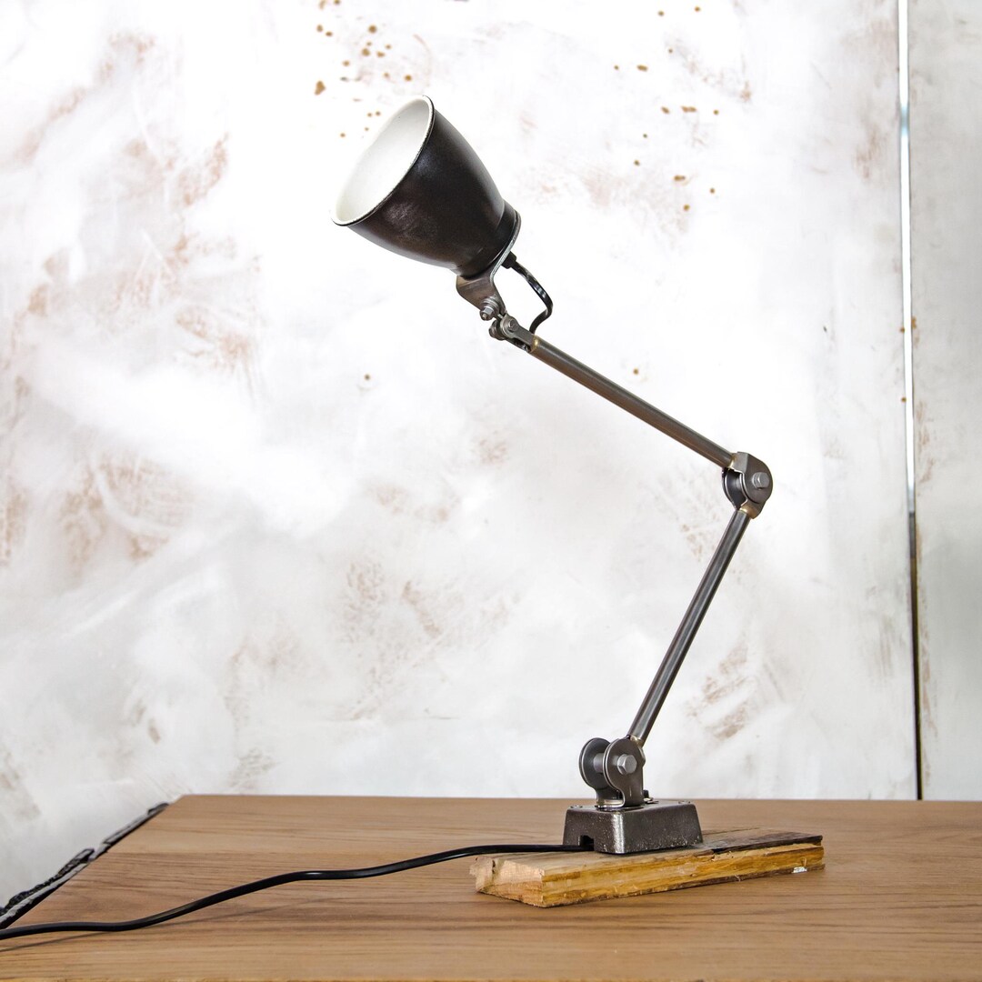 Vintage 1950s EDL England Industrial Machine Lamp, Polished 2 Arm ...