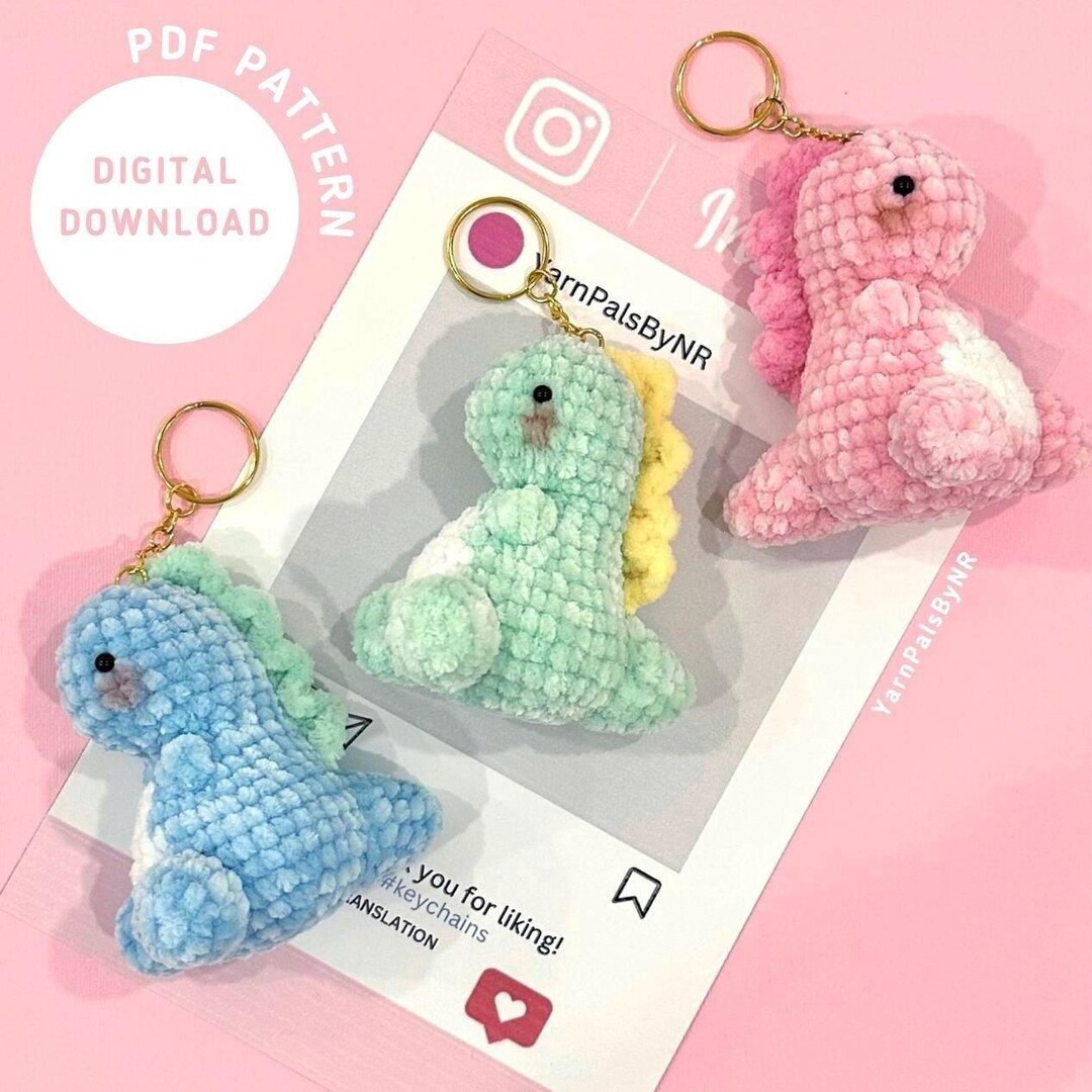 Dinosaur Crochet Pattern, Baby Dino Keychain Pattern, Stegosaurus ...