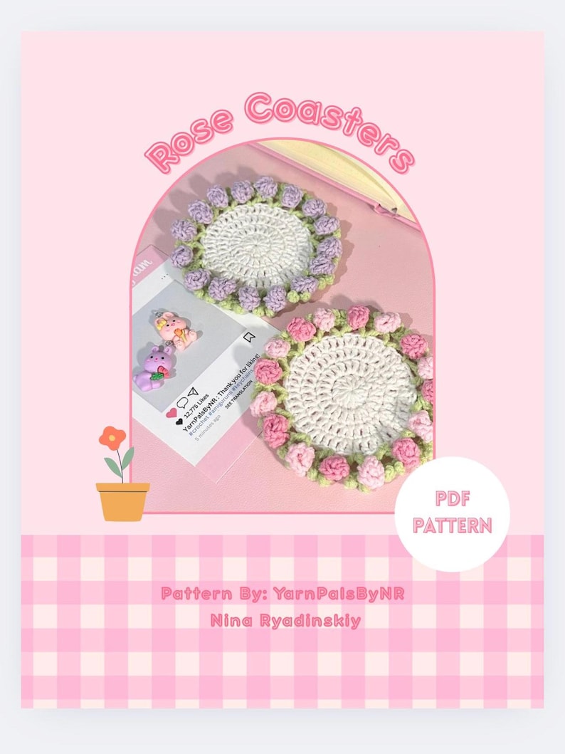 Rose Coaster Crochet Pattern: Floral Spring Decor (PDF Pattern) - Etsy