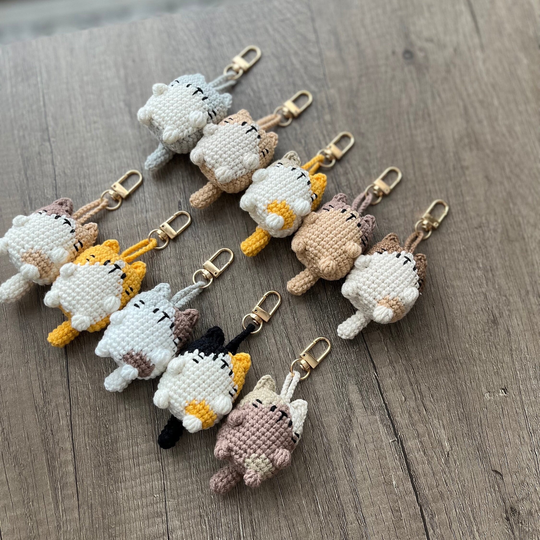 Crochet Cat Keychain Amigurumi Cute Keychain Cat Accessory Handmade ...