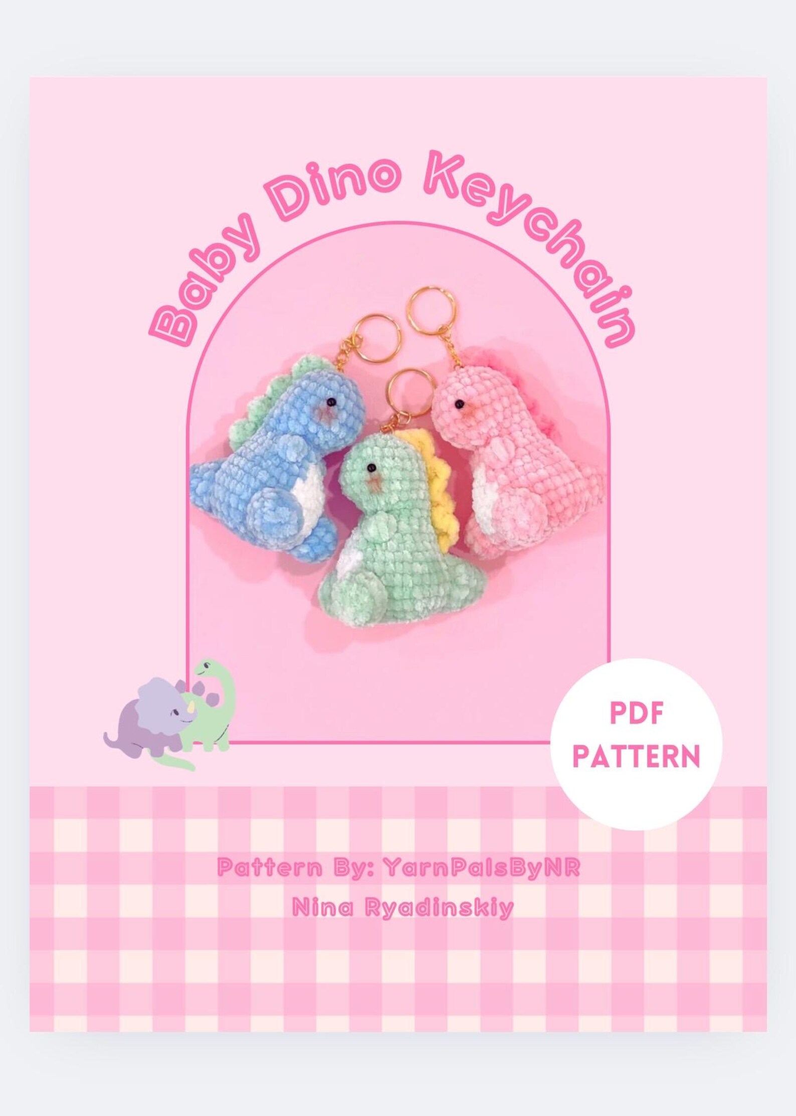 Dinosaur Crochet Pattern, Baby Dino Keychain Pattern, Stegosaurus ...