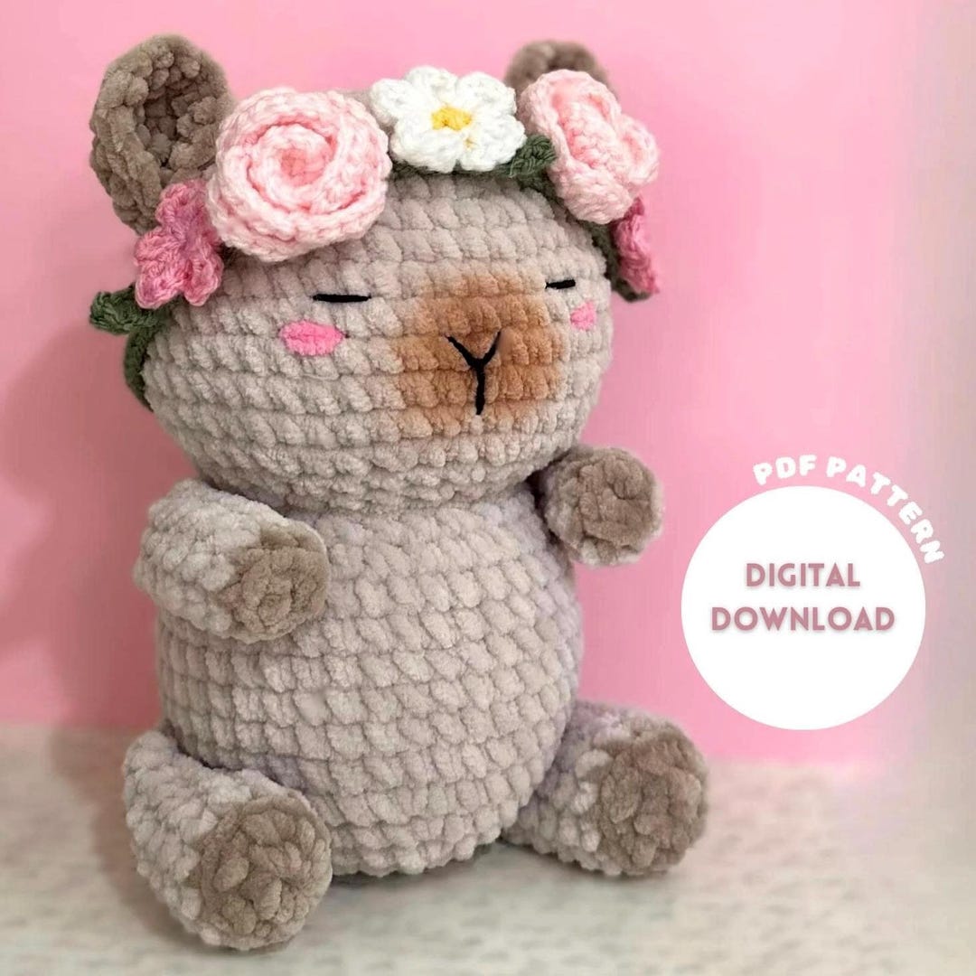 Capybara Crochet Pattern: Mochi Amigurumi With Flower Crown (PDF ...