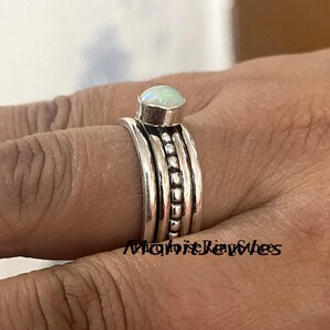 Opal Spinner Ring, Spinning Ring, 925 Sterling Silver, Anxiety Ring ...