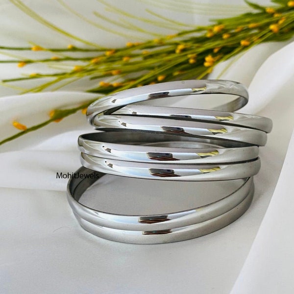 Sterling Silver Bangle Bracelet Set - Etsy