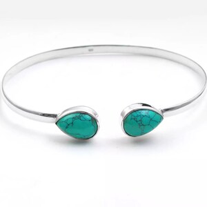 Turquoise Bangle, Two Stone Bangle, Women Bangle, 925 Silver Bangle ...