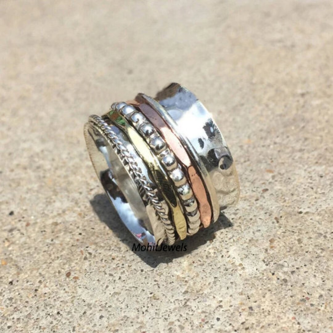 Solid Silver Ring Worry Ring 925 Silver Ring Spinner Ring - Etsy