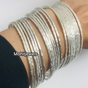 Sterling Silver Bangles, Hammered Bangles, Stackable Bangles, 925 Silver Bangle for Her ...