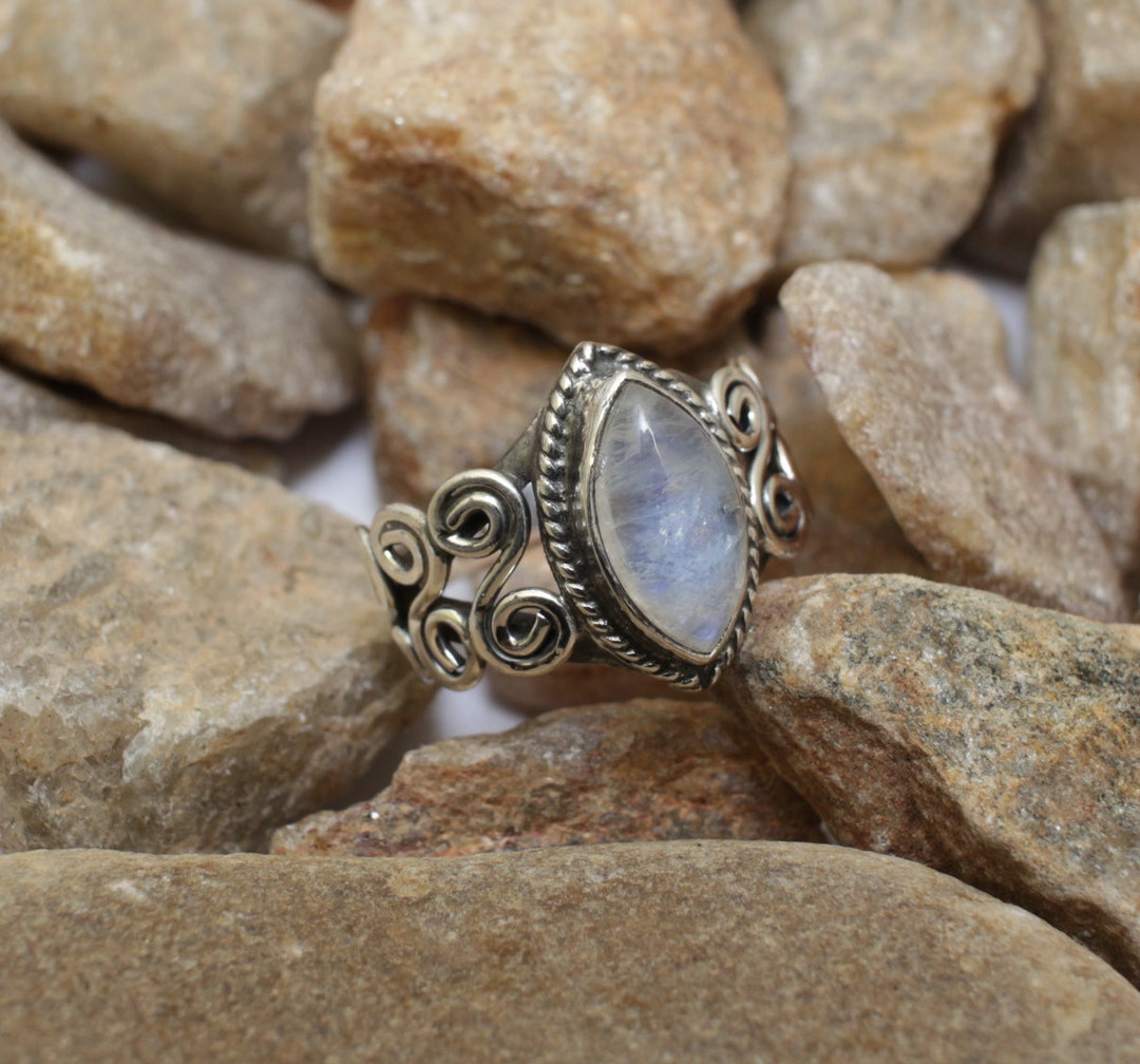 Moonstone Ring Women Ring 925 Silver Ring Unisex Ring - Etsy
