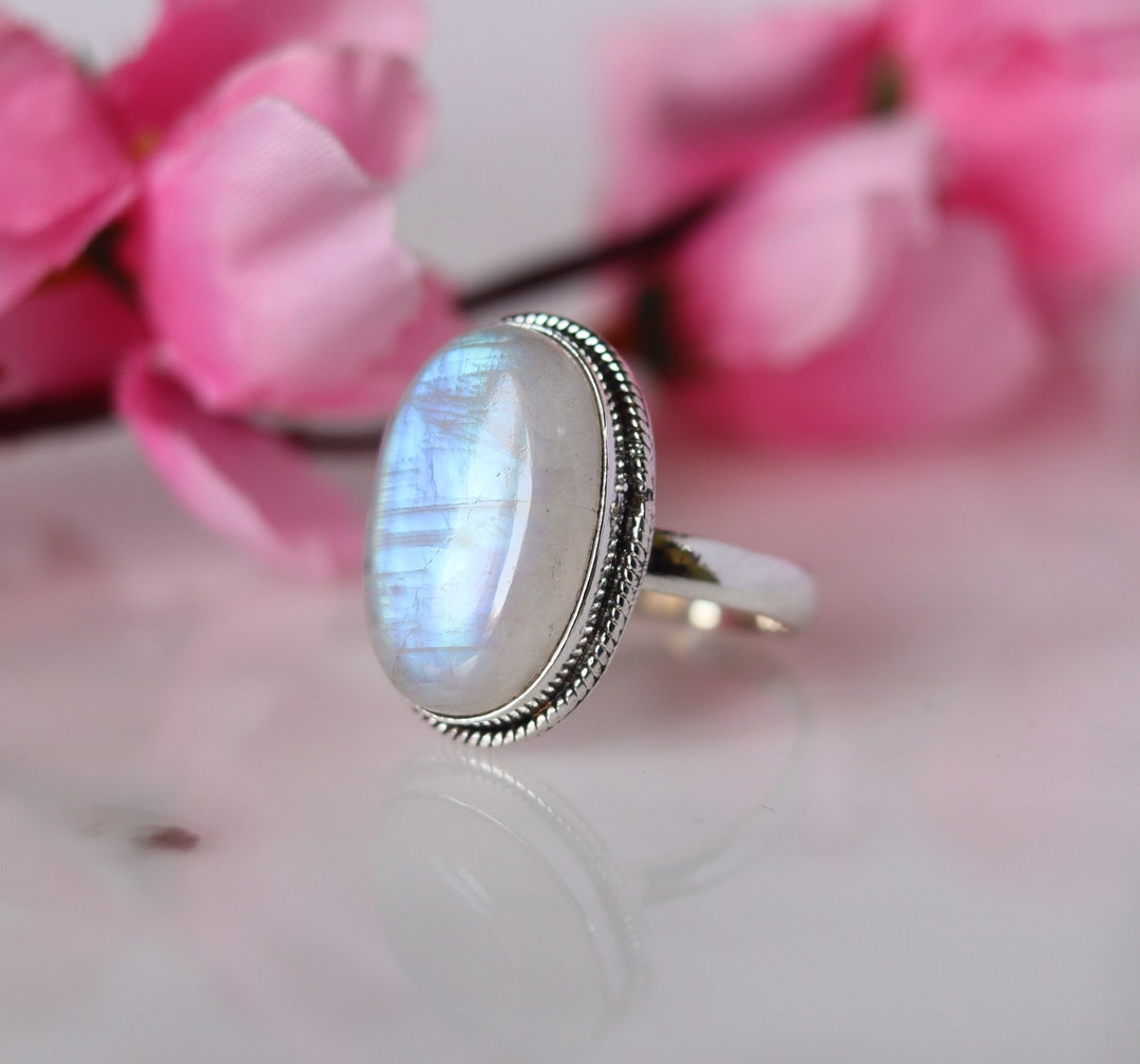 Moonstone Ring, Women Ring, 925 Silver Ring, Gemstone Ring, Dainty Ring, Natural Moonstone ...