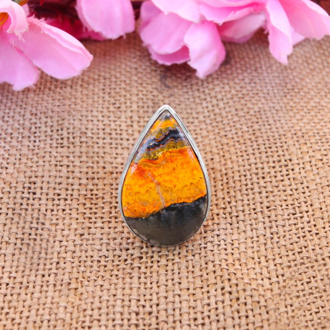 Bumble Jasper Ring 925 Silver Ring Statement Ring Women - Etsy