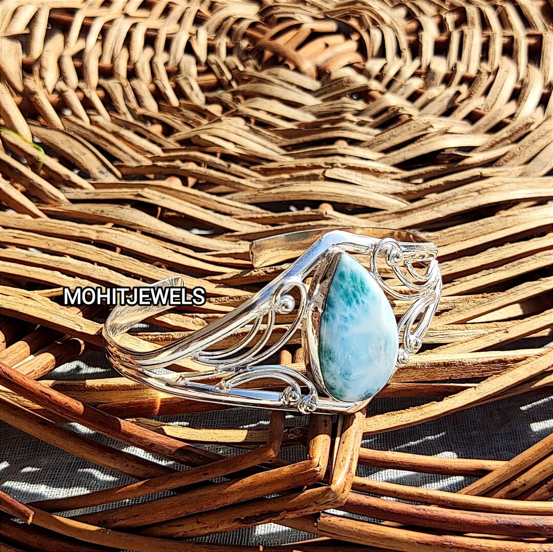 Gorgeous Dominican Larimar Bangle Open Cuff Bangle Statement - Etsy