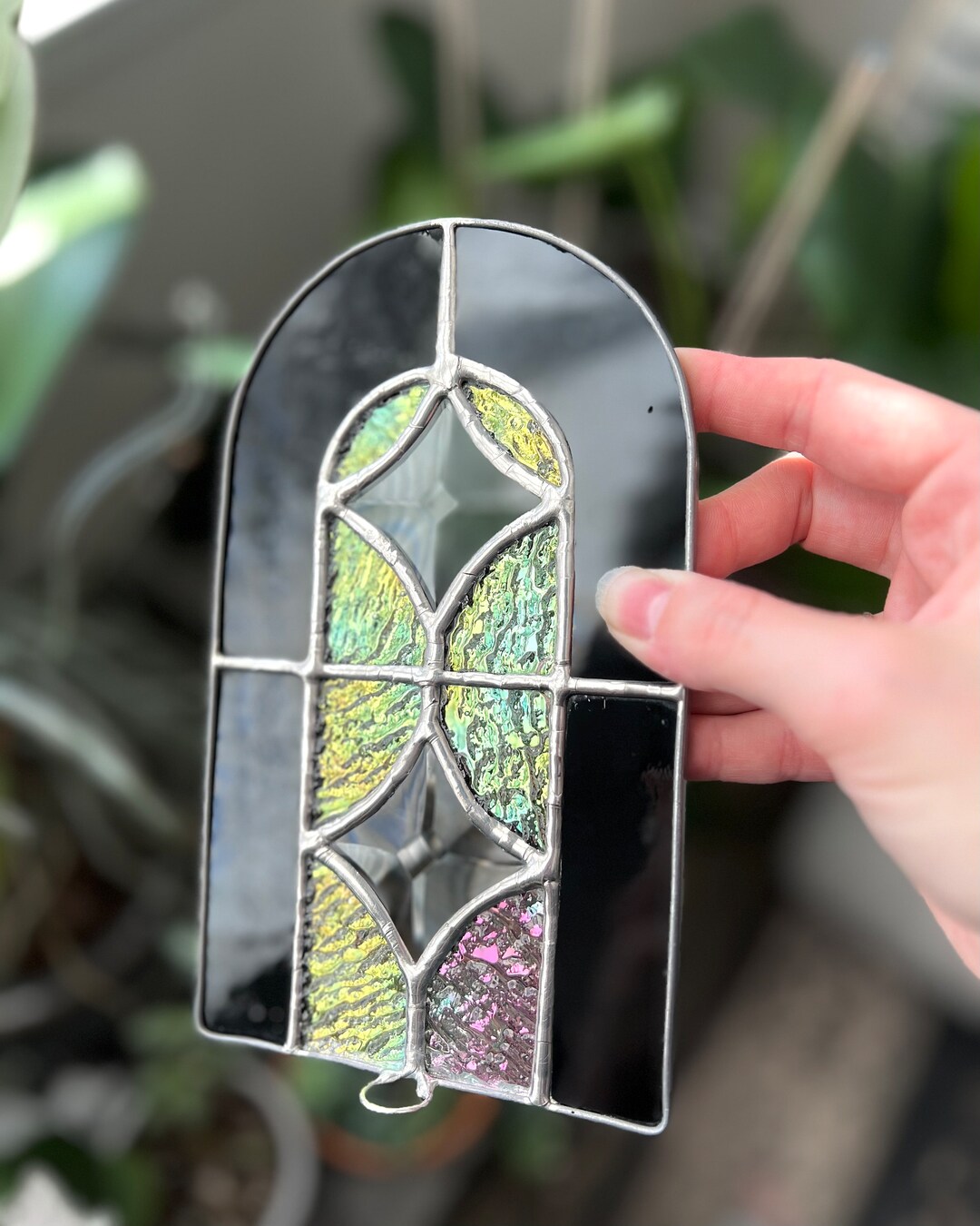 Star Deco Stained Glass Counter Top Stand - Iridescent + Black - Etsy