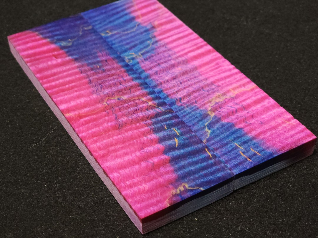 Stabilized Wood Knife Scales Double Dye Fiddleback Curly Maple Wood ...