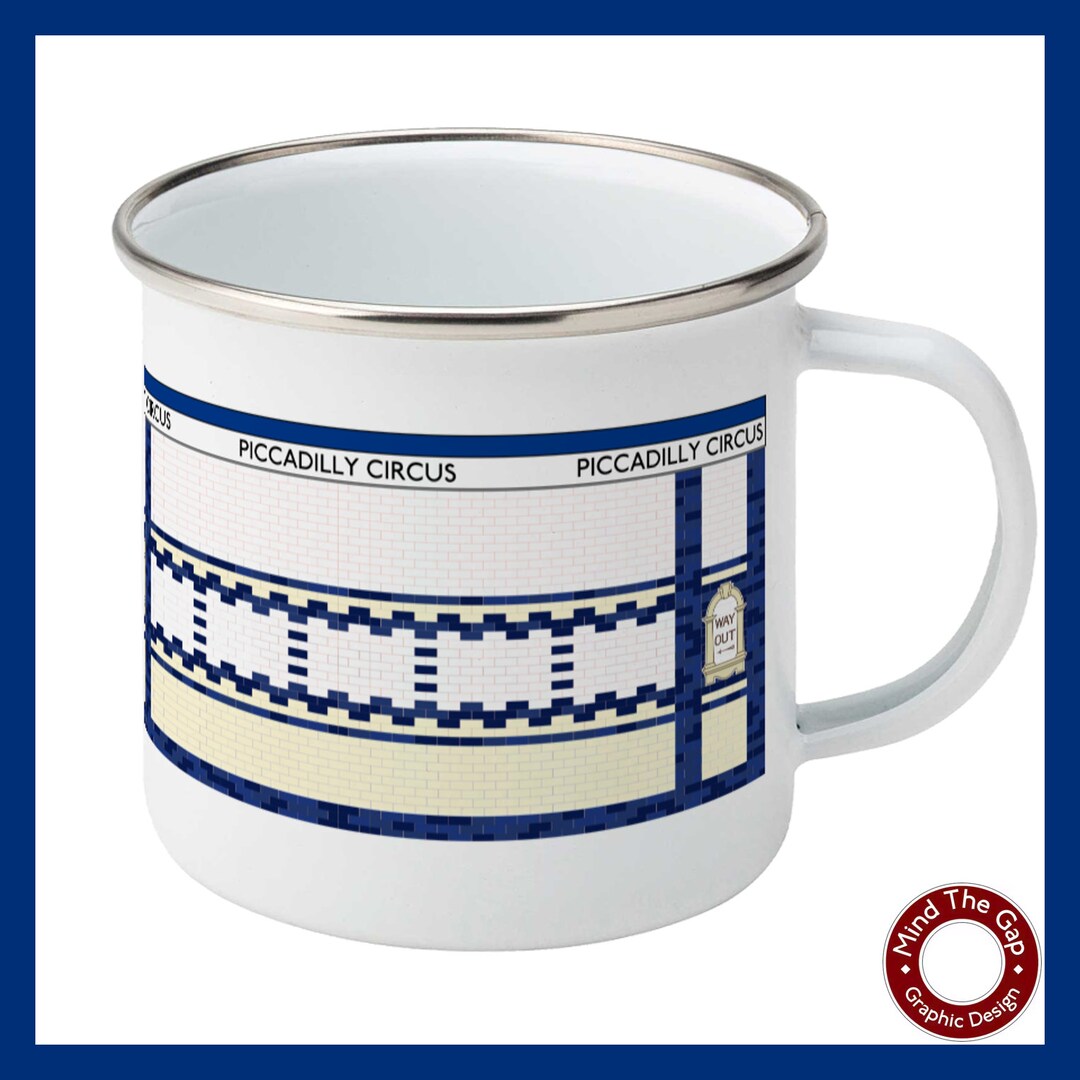 Piccadilly Circus Enamel Mug London Tube Underground - Etsy