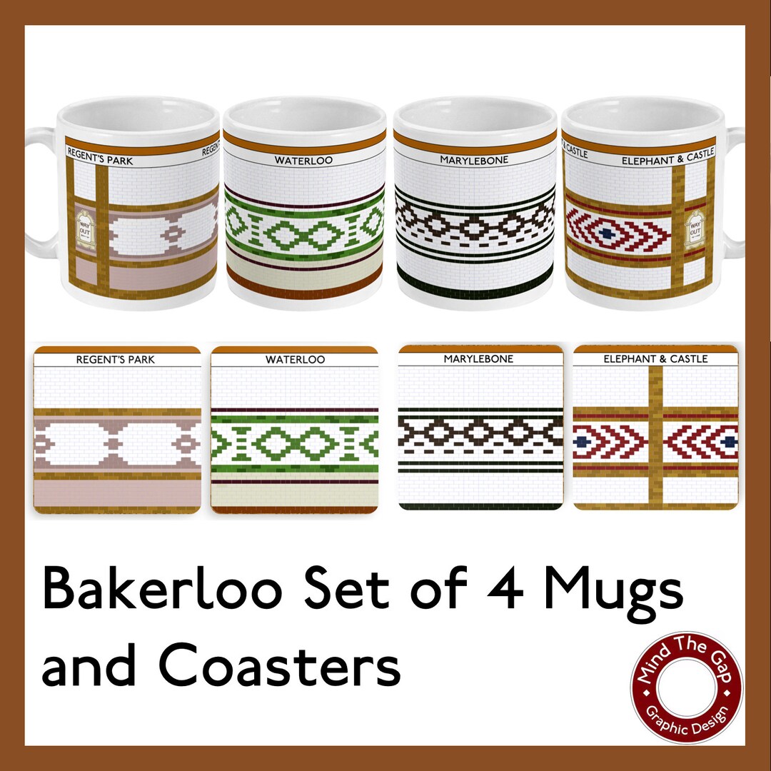 London Underground Tube Bakerloo 4 Mug Set and 4 Matching Coasters - Etsy